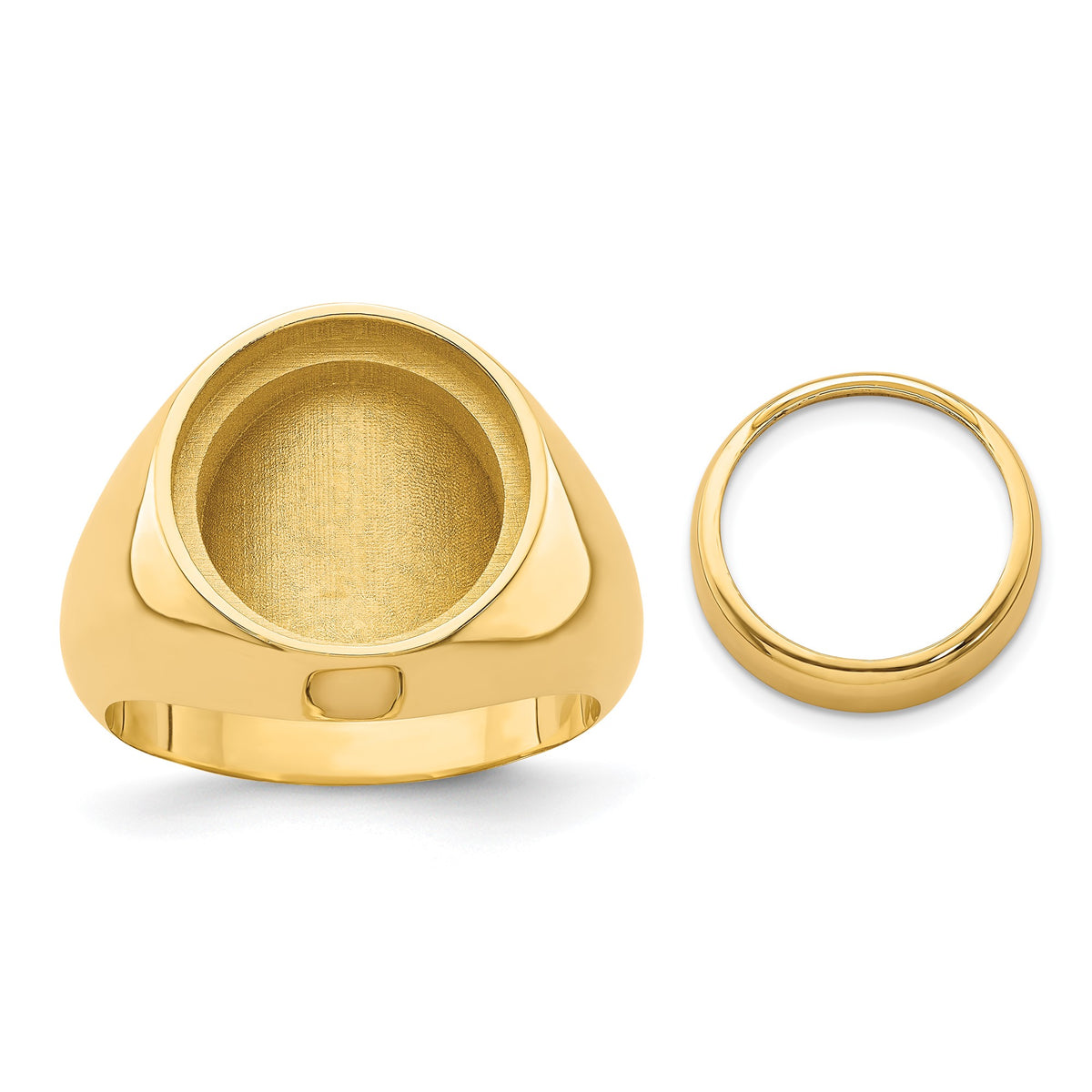 13 mm Coin Bezel Ring Prong Set Mens Polished Classic Solid – Gold Coin ...