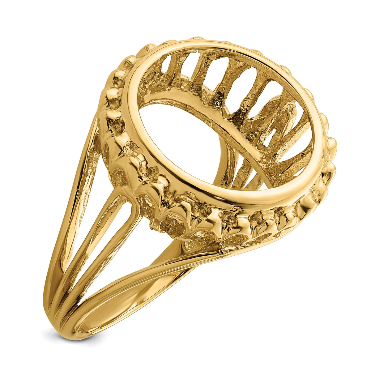 14 mm Coin Bezel Ring Prong Set Polished Wire in 14k Yellow Gold – Gold ...