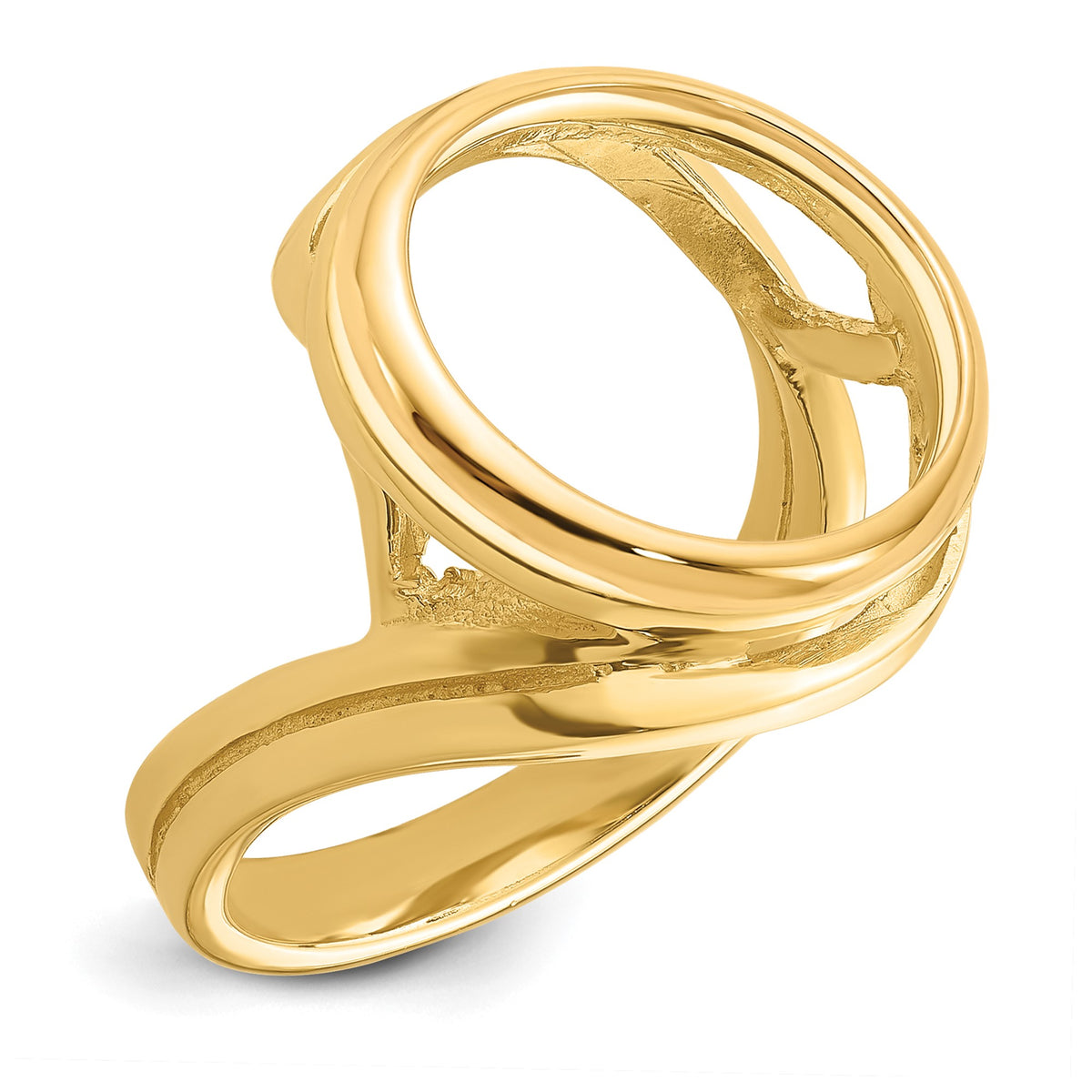 15 mm Coin Bezel Ring Prong Set Double Twist in 14k Yellow Gold – Gold ...
