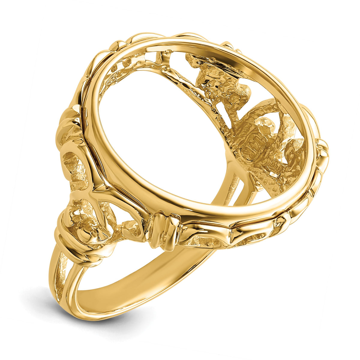 17.8 mm Coin Bezel Ring Prong Set Fancy Curved in 14k Yellow – Gold ...