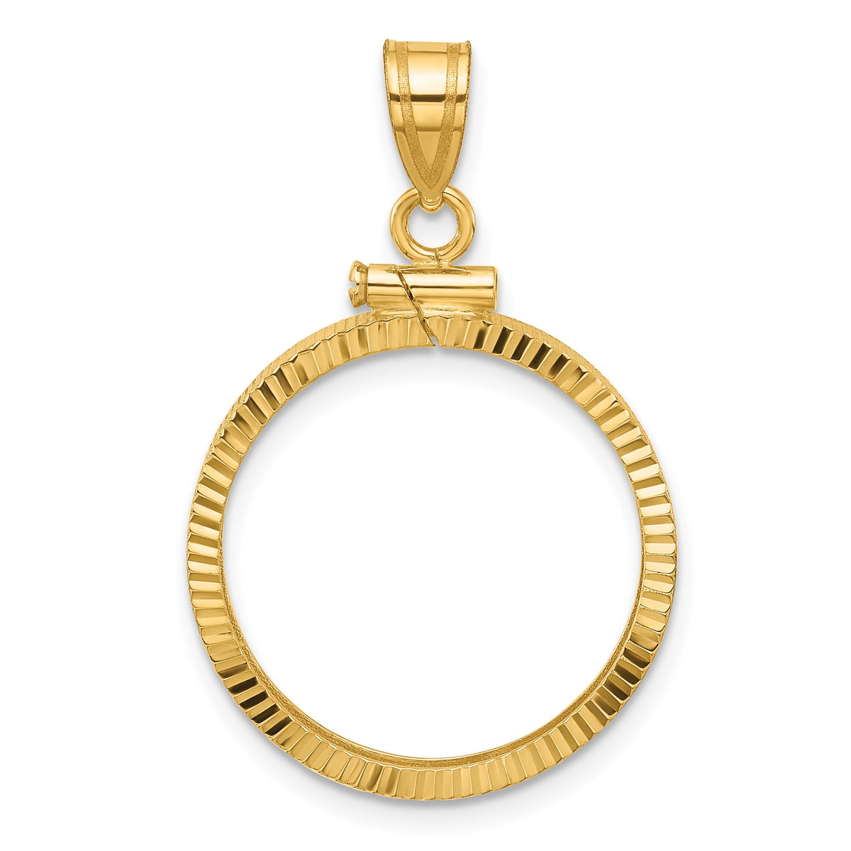 20.1 mm Coin Bezel Pendant Screw Top Diamond-Cut in 14k Yellow – Gold ...
