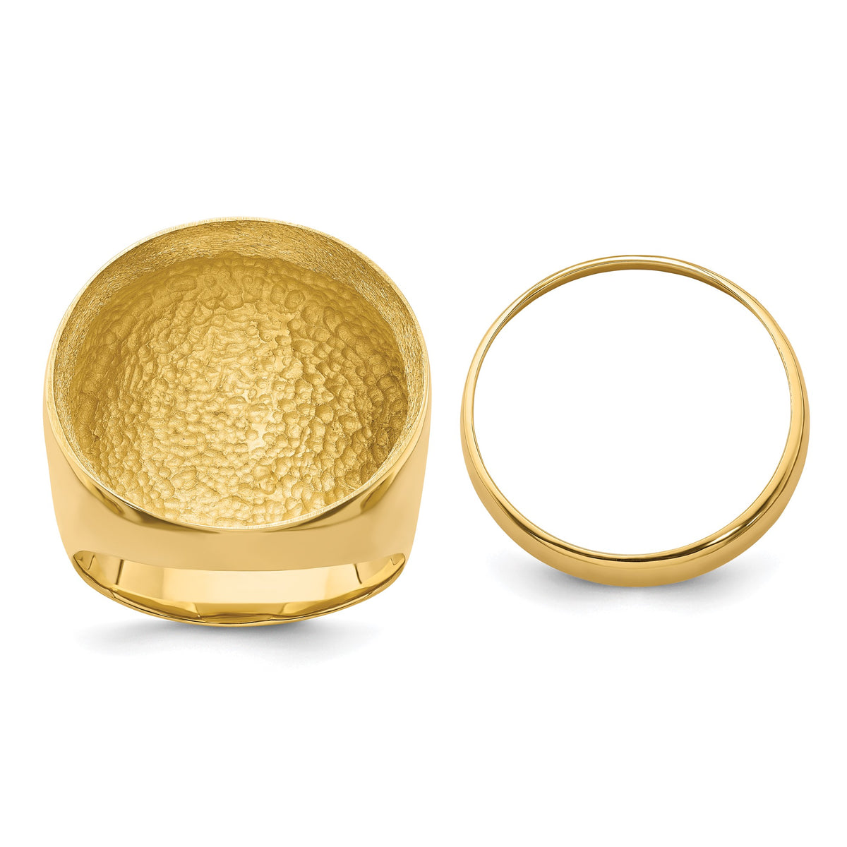 21.6 mm Coin Bezel Ring Prong Set Mens Classic Solid Back in – Gold ...
