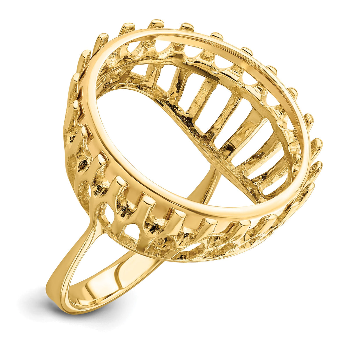 21.6 mm Coin Bezel Ring Prong Set Polished Raised Wire in 14k – Gold ...