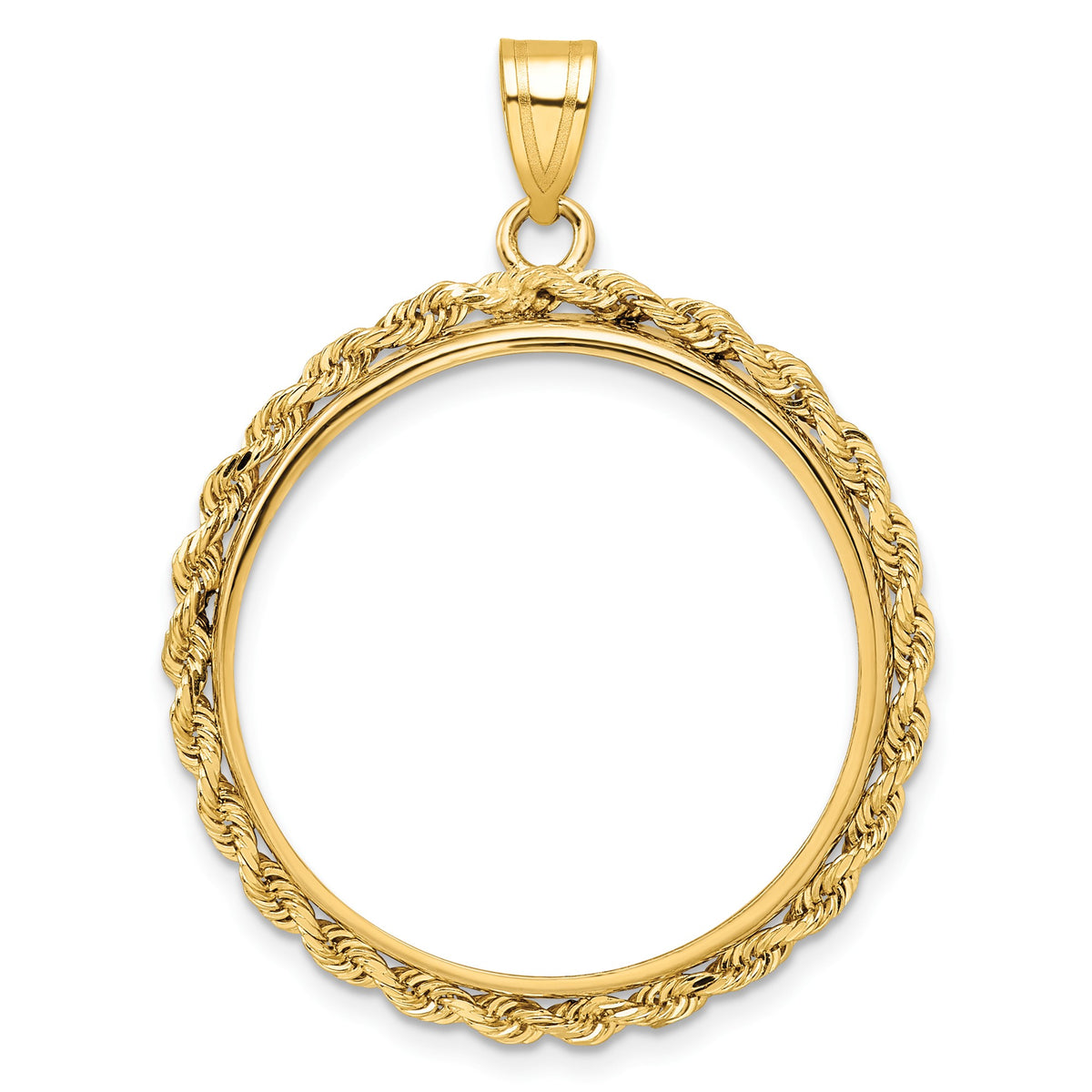 25.4 mm Coin Bezel Pendant Prong Set Knotted Rope in 14k Yellow – Gold ...