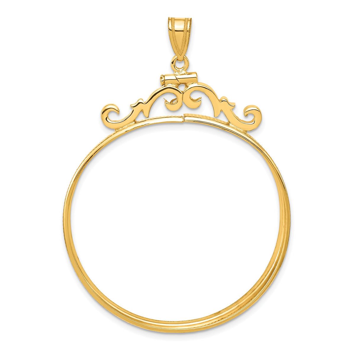 37 mm Coin Bezel Pendant Screw Top French Scroll in 14k Yellow – Gold ...