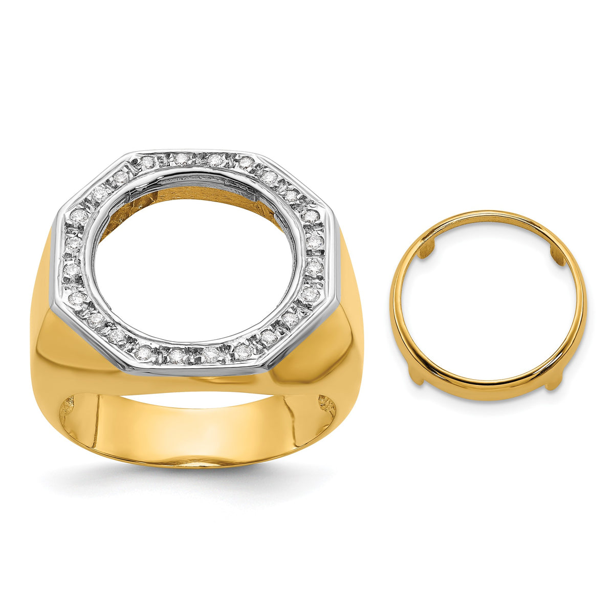 Mexican 2 Pesos Gold Coin Bezel Ring Prong Set Mens Diamond – Gold Coin ...