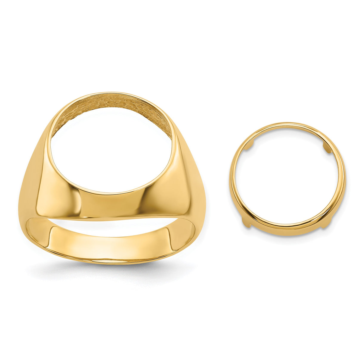 Mexican 2 Pesos Gold Coin Bezel Ring Prong Set Mens Polished – Gold ...